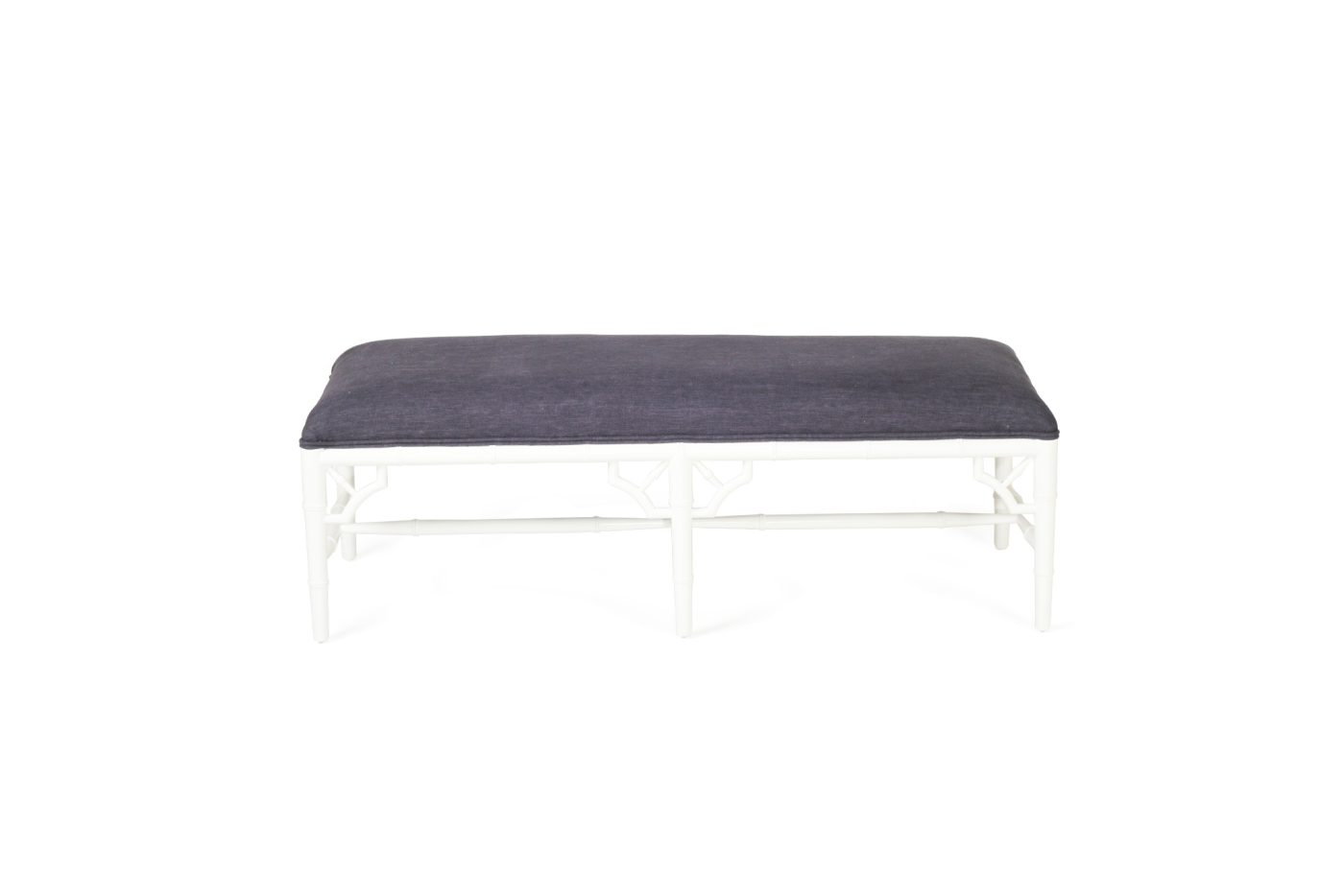 White Chippendale Bench Seat | Bed End - 120cm - Navy Cushion - Abide ...