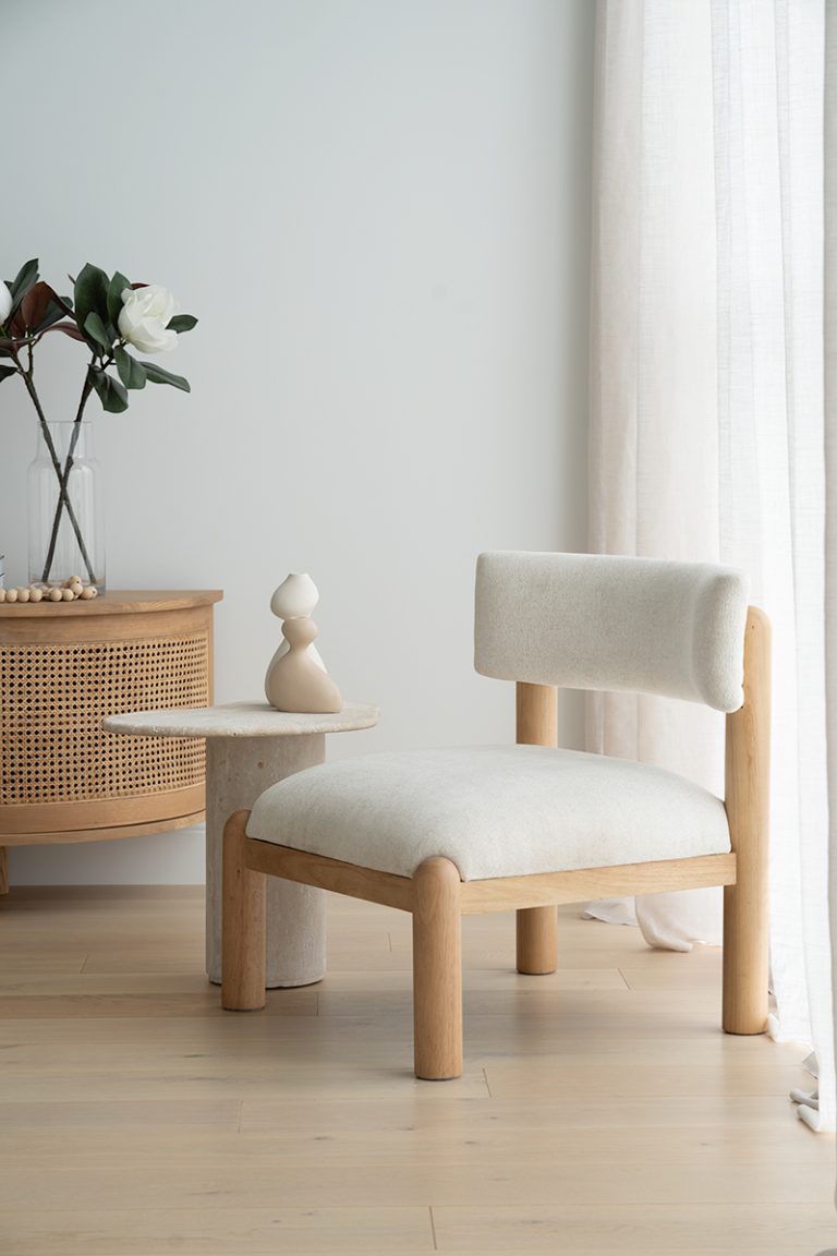 Geo Travertine Organic Side Table - 58cm - Abide Interiors
